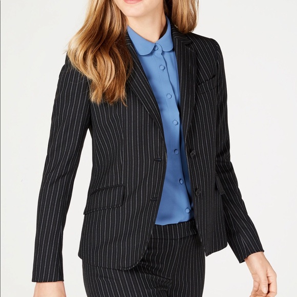 Anne Klein | Jackets & Coats | Anne Klein Womens Pinstripe Two Button ...